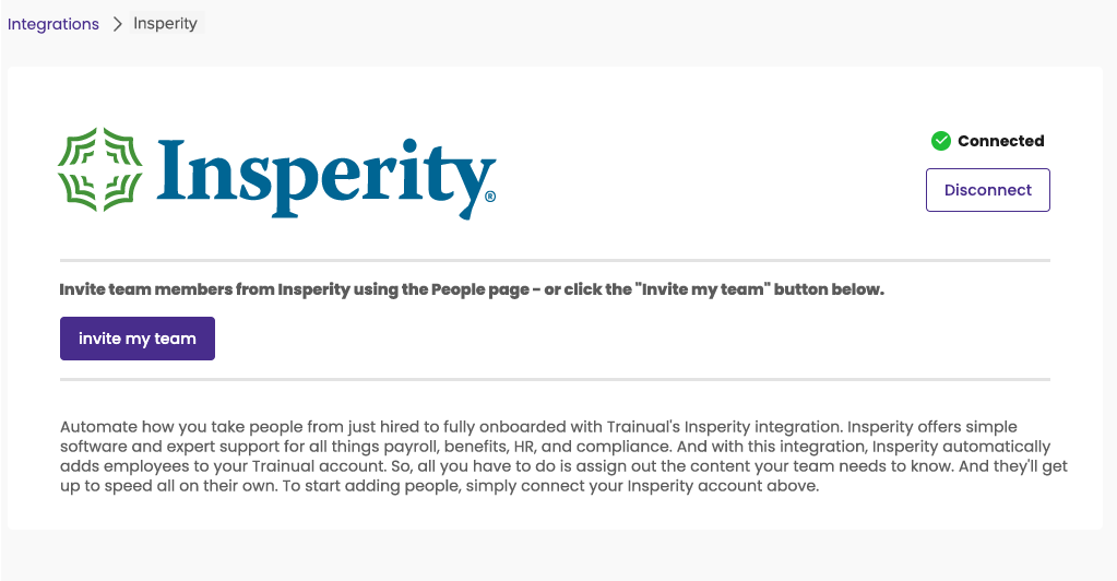 Trainual + Insperity Integration